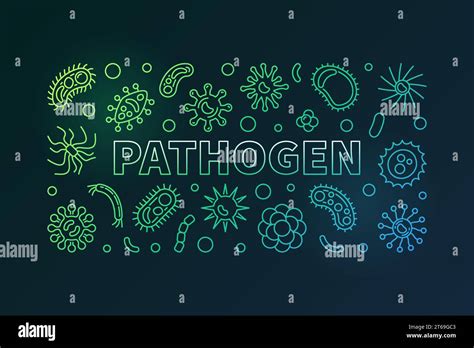 Pathogen Bright Horizontal Banner Vector Concept Colorful Illustration In Thin Line Style On