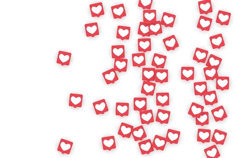 Icone Dei Social Media Notifiche Di Rete Con Cuore Bianco In Quadrato