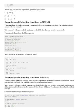 Matlab Algebra PDF