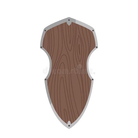 Oak Wooden Medieval Shield With Iron Crest And Figured Shape Design