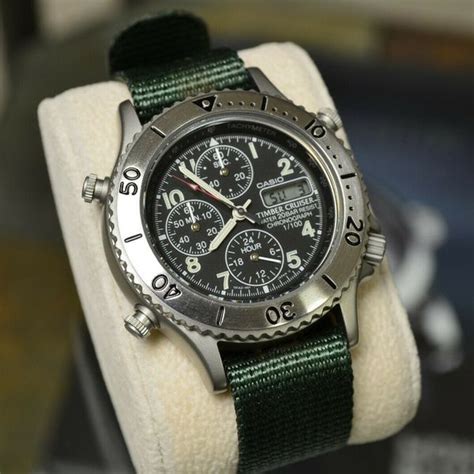 Casio Tic 104 Timber Cruiser Chronograph Watch Dark Gray Dial Strap