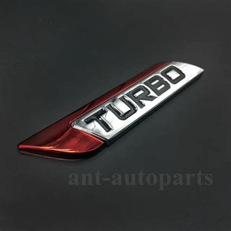 3d Metal Chrome Turbo Trunk Tailgate Car Auto Red Emblem Badge Decal