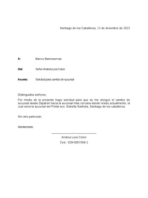 Carta A Banreservas Pdf