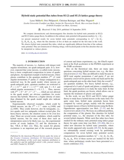 Pdf Hybrid Static Potential Flux Tubes From Su2 And Su3 Lattice Gauge Theory