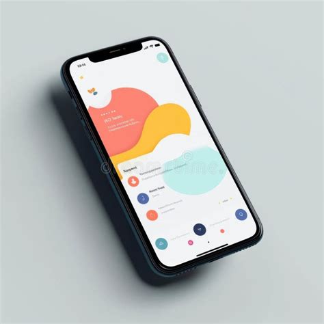 Mobile App Ui Design Colorful Abstract Shapes And Icons Stock