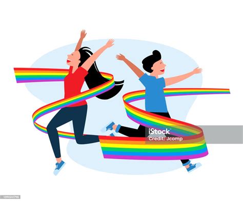 무지개 깃발을 가진 Lgbt 게이와 레즈비언 자존심 사랑 일러스트레이션 Lgbtq 동성애 및 트랜스젠더 자유 시범 벡터 개념에