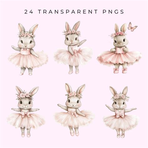 Cute Ballerina Bunny Clipart Pngs Pink Floral Bunny Clipart Bunny