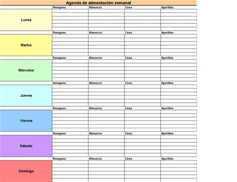 Agenda De Alimentación Semanal