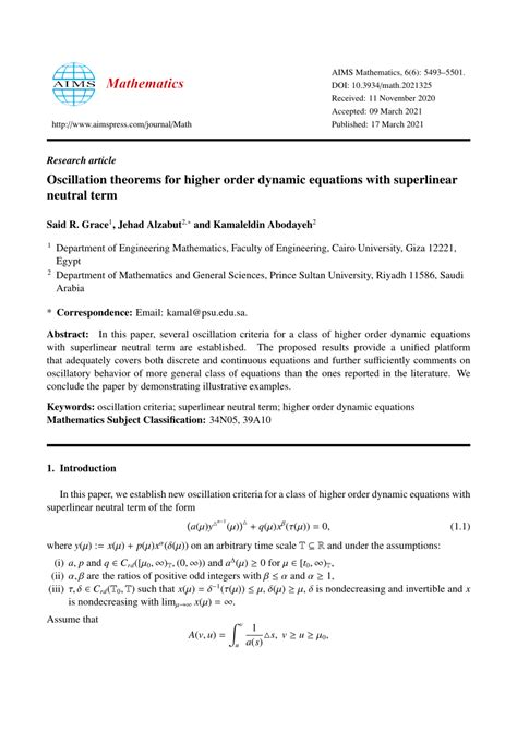 Pdf Oscillation Theorems For Higher Order Dynamic Equations With Superlinear Neutral Term
