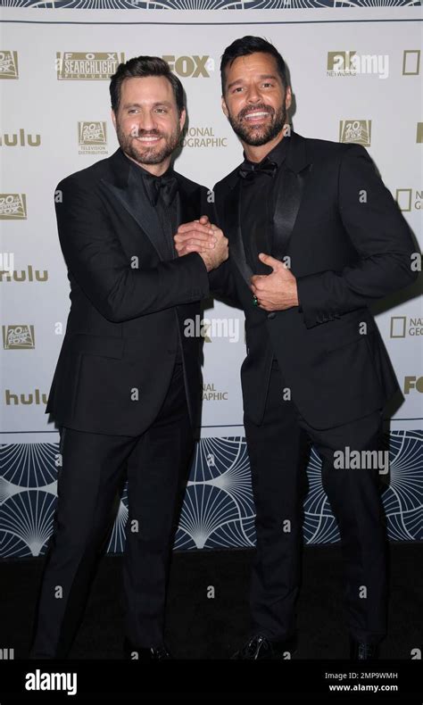Edgar Ramirez Left And Ricky Martin Arrive At The Fox Golden Globes