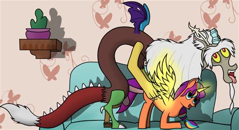 Rule 34 Alicorn Antlers Blue Eyes Chimera Claws Discord Mlp Draconequus Female Feral