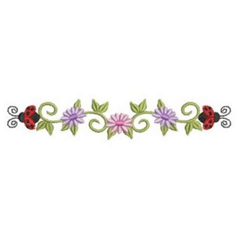 Floral Ladybug Border Machine Embroidery Design Embroidery Library At
