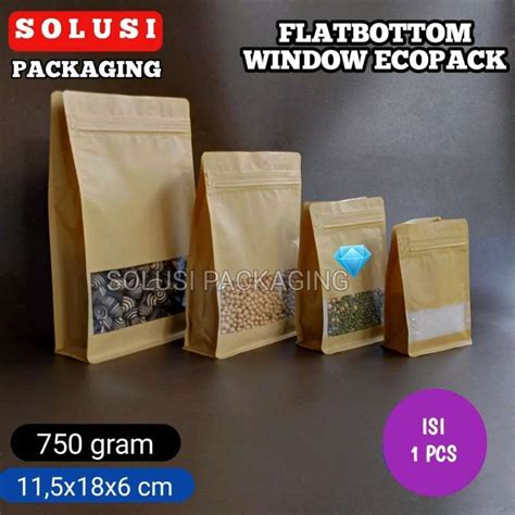 Jual Gusset FLAT BOTTOM FB ECOPACK WINDOW Gr KPACK Kemasan Kopi Ziplock KEMASAN SNACK KEMASAN