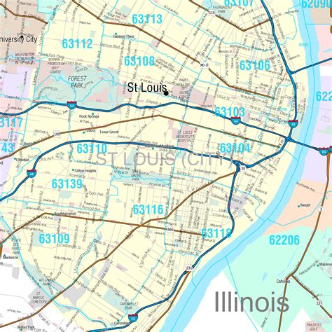Metropolitan St Louis Zip Code Map