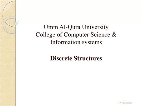 PPT Umm Al Qura University College Of Computer Science Information