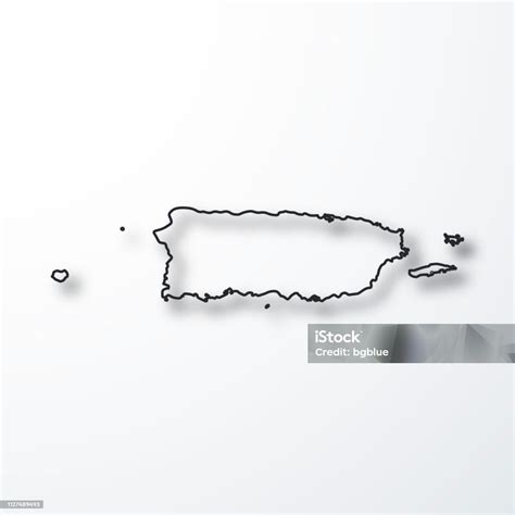 푸에르토리코 지도블랙 흰색 배경에 그림자와 개요 지도에 대한 스톡 벡터 아트 및 기타 이미지 지도 푸에르토리코 0명 Istock