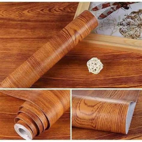 Wallpaper Dinding Motif Serat Kayu Jati Coklat Dekorasi Dinding Dan