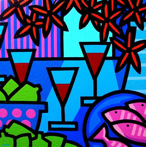 Wine Limes Flowers And Fish Painting By John Nolan Fine Art America