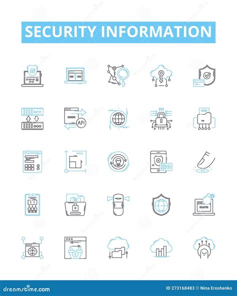 Security Information Vector Line Icons Set Security Information Protection System Data