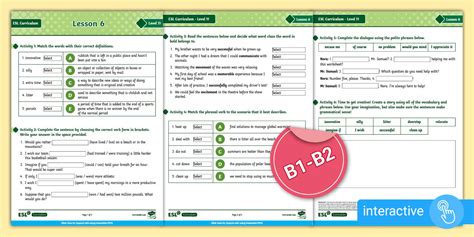Esl Curriculum Level 11 Lesson 6 Interactive Activity Sheet