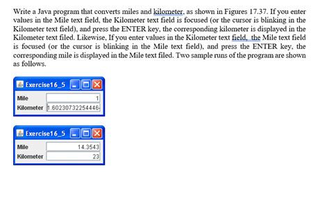 Solved Write A Java Program That Converts Miles And
