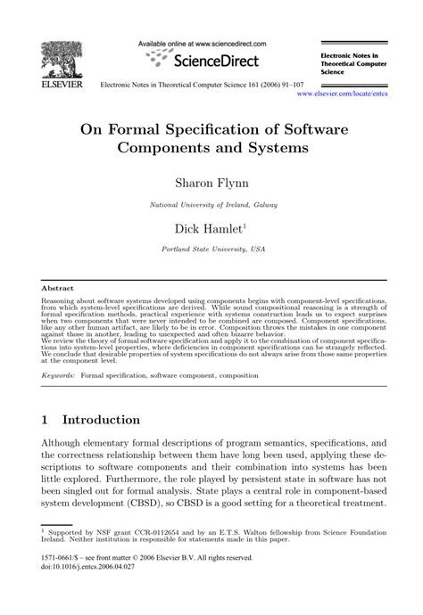 pdf on formal specification of software components and systems