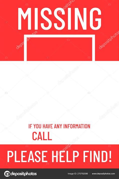 Blank Missing Poster Template Ready To Print Stock Vector Image By