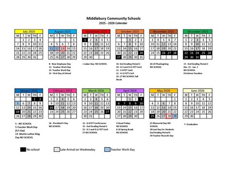 2025 2026 School Calendar Jefferson Elementary School