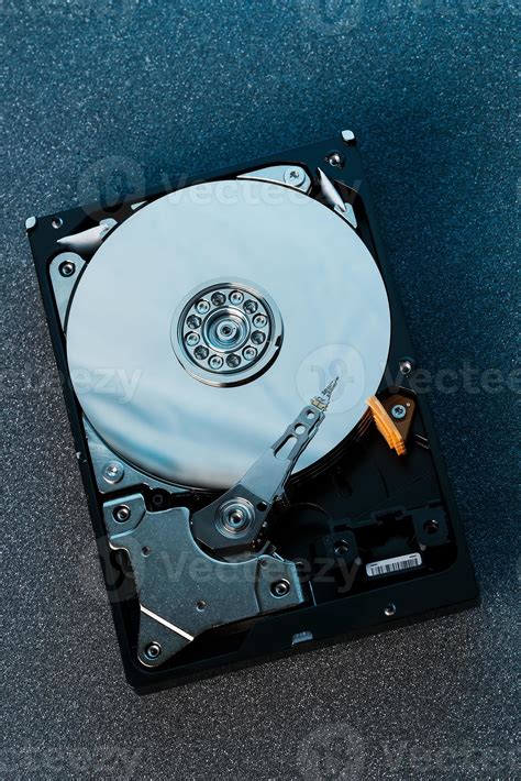 Disassembled Hard Drive From The Computer Hdd With Mirror Effect Opened Hard Drive From The