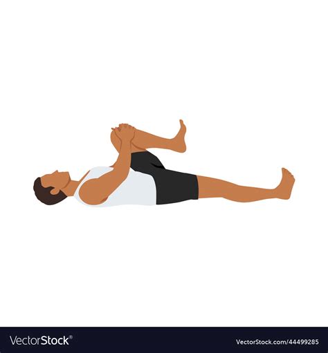 Man Doing Pawanmuktasana Or Half Wind Release Pose