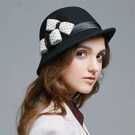 2019 Autumn And Winter New Wool Hat Women Fashion British Flowers