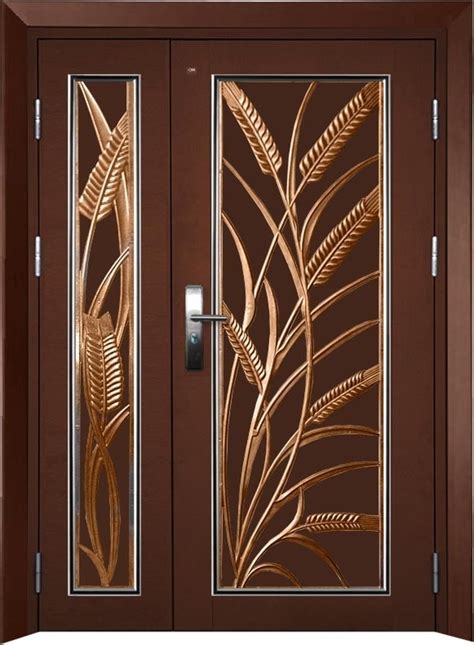 Security Door P4 561c 5ft X 7ft Brown Color Unequal Double Wing Security Doors Security Door