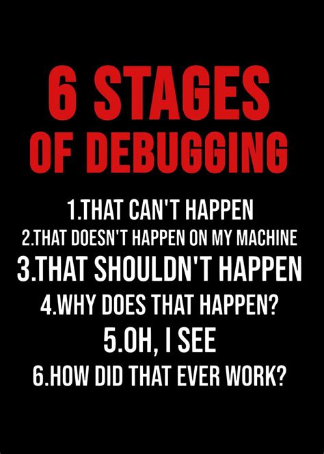 Stages Of Debugging Poster By Metal Posters Displate