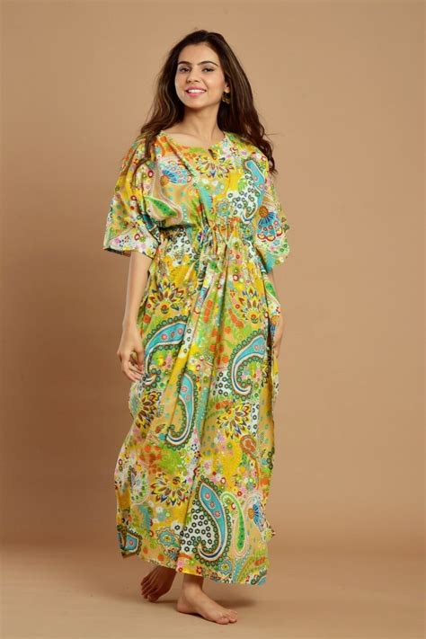 Mujeres Caftan Vestido Largo De Algodón Vestido Boho Más Etsy