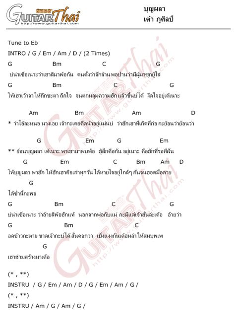 คอร์ดเพลง บุญผลา เต๋า ภูศิลป์
