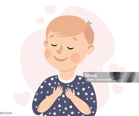 어린 소년과의 자기 사랑 자신의 외모를 사랑하는 자신을 존경하는 벡터 일러스트 레이 션 감탄에 대한 스톡 벡터 아트 및 기타