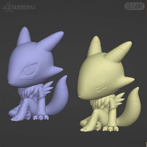 🐉 Renamon Chibi 2 Models Digimon Tamers・ 3d File For 3d Printing・cults