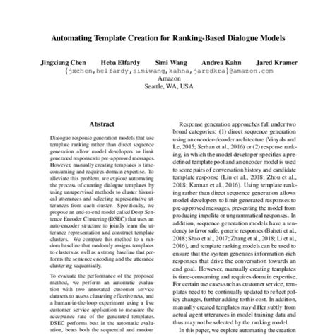 Automating Template Creation For Ranking Based Dialogue Models Acl Anthology