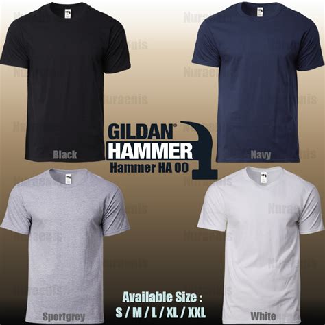 Jual Kaos Polos Gildan Hammer HA00 Cotton Combed 20 S Built Up Tanpa