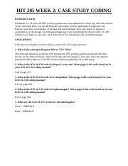 HIT 205 WEEK 2 CASE STUDY CODING Docx HIT 205 WEEK 2 CASE STUDY CODING INTRODUCTION Johnathan