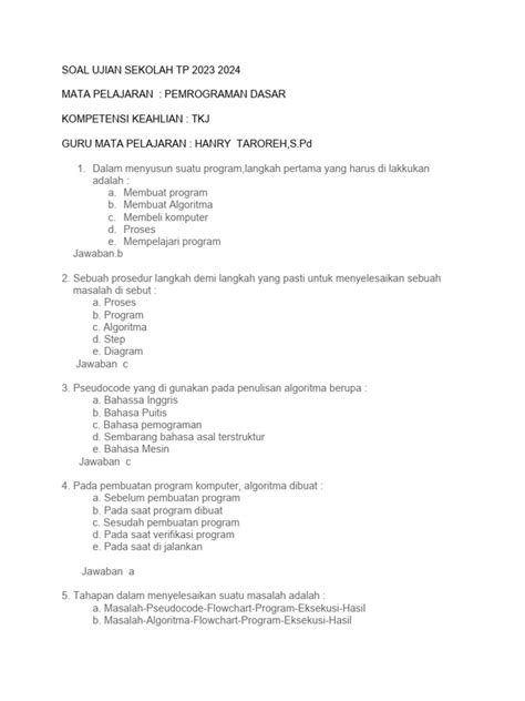 Soal Pemrograman Dasar Pdf Komputer Teknologi And Rekayasa