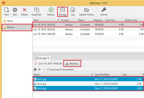 QBackup User Guide Restore