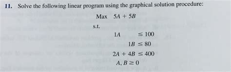 Solved 11 Solve The Following Linear Program Using The