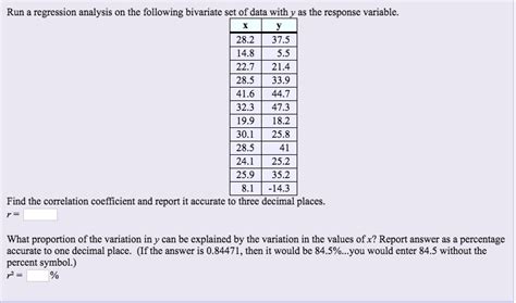 Solved Run A Regression Analysis On The Following Bivariate