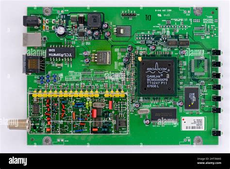 Printed circuit board of an internet router unit with a coaxial input ...