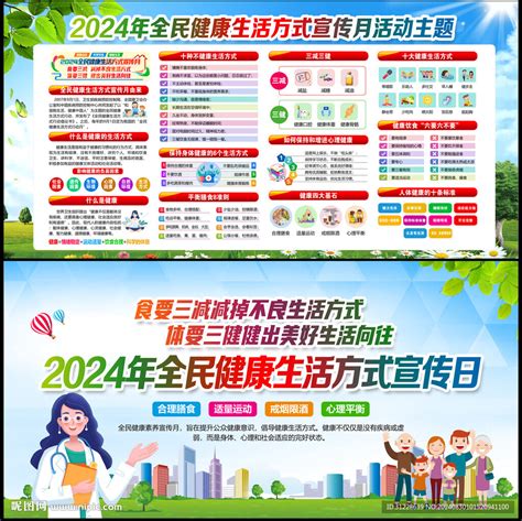 2024全民健康生活方式宣传月设计图展板模板广告设计设计图库昵图网