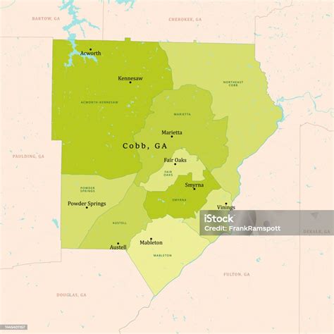 Ga Cobb County Vector Map Green Stock Illustration Download Image Now