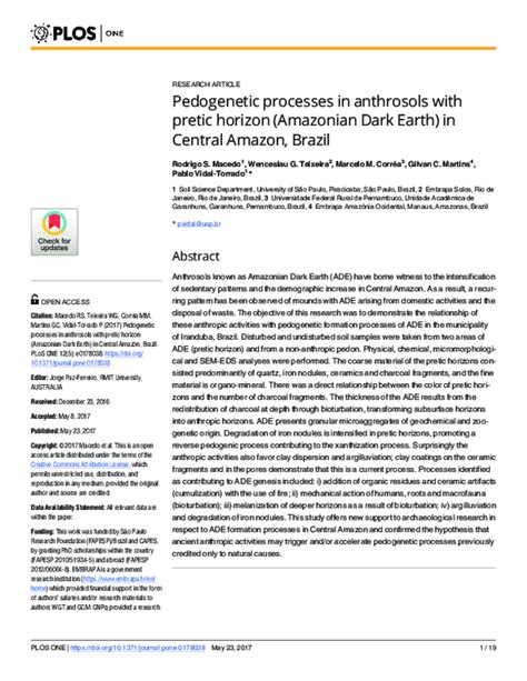 Pdf Pedogenetic Processes In Anthrosols With Pretic Horizon