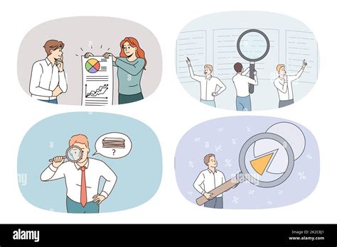 Collection Of People Analyze Financial Data Stock Photo Alamy