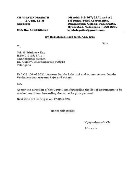 Notice Format Pdf